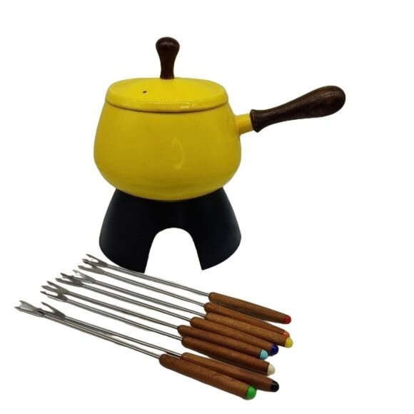 Vintage | Dining | Midcentury Style Fondue Set Yellows With 8 Sticks ...